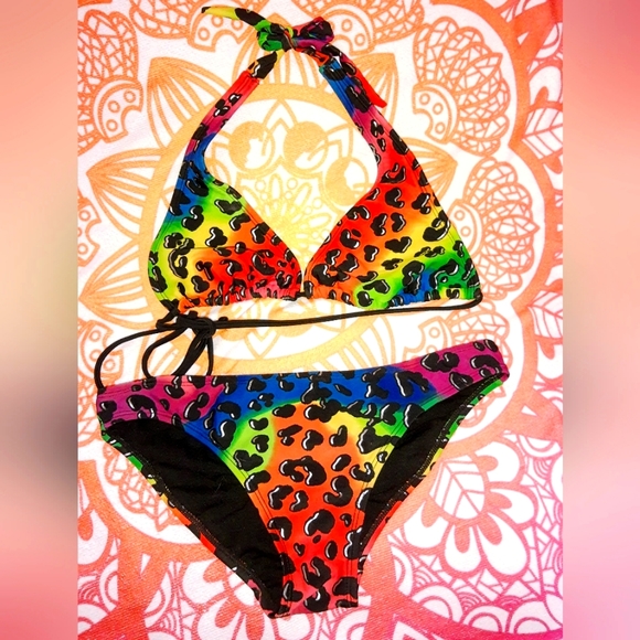 Hot Water | Swim | Hot Water Multicolor Animal Print Halter Bikini ...